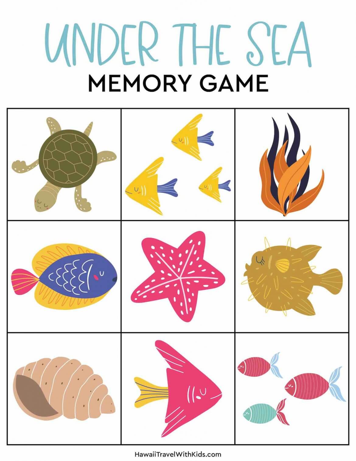 Under The Sea Memory Matching Game For Kids FREE Printable Hawaii under-the-sea-memory-matching-game-for-kids-free-printable-hawaii