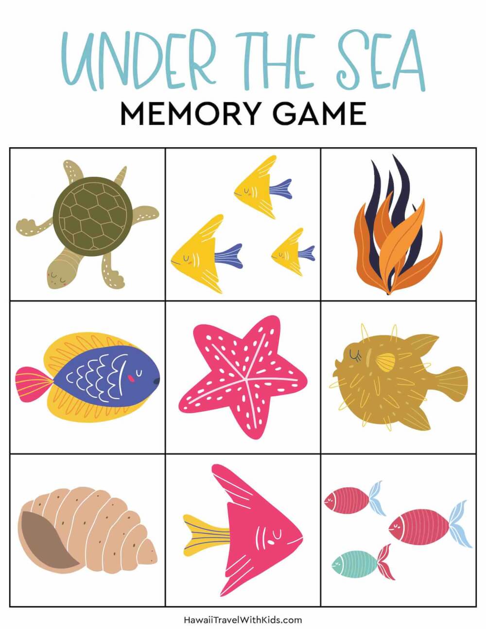 Under the Sea Memory Matching Game for Kids (FREE Printable) - Hawaii ...