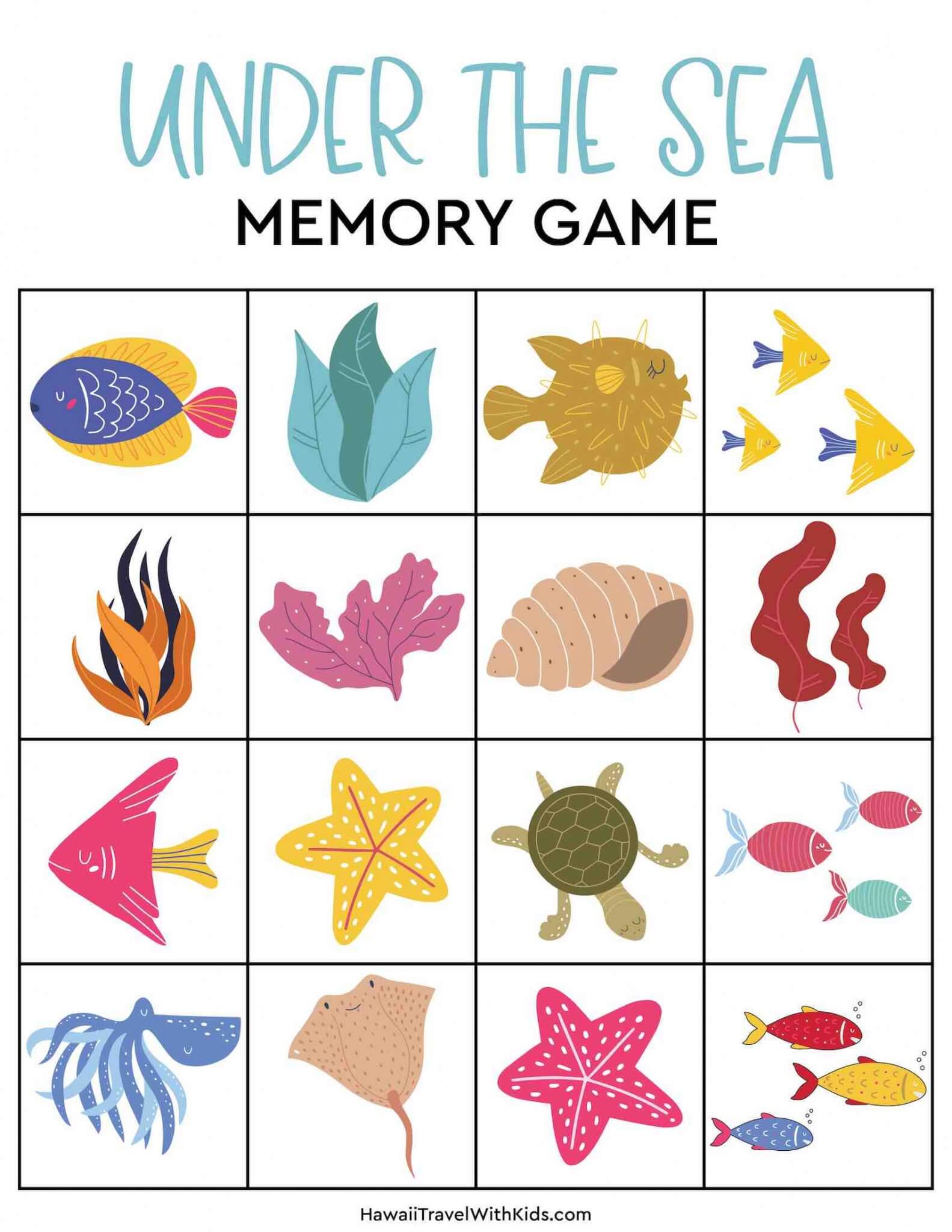 Under the Sea Memory Matching Game for Kids (FREE Printable) - Hawaii ...