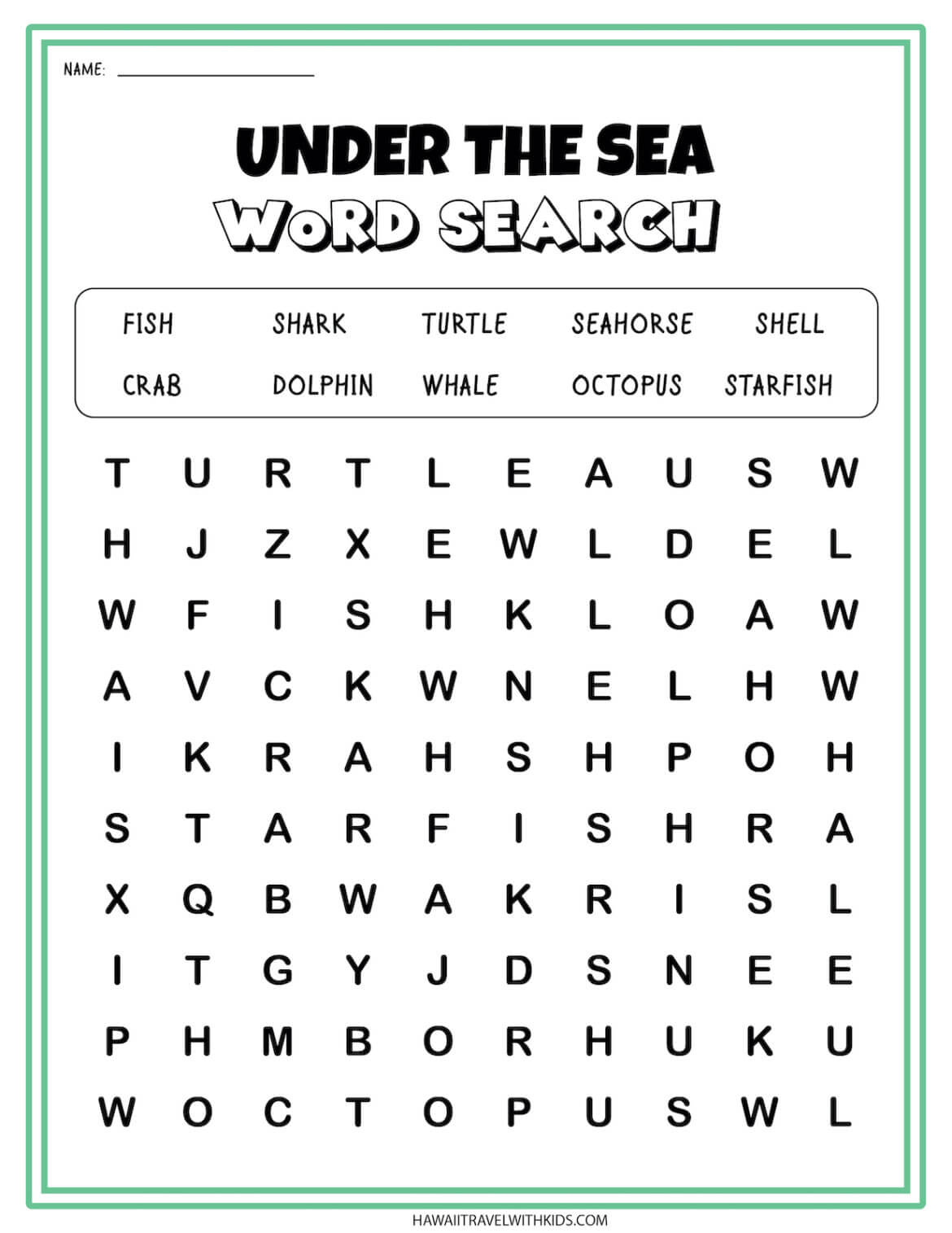 Sea Animal Worksheets and Coloring Pages - Hawaii Travel with Kids