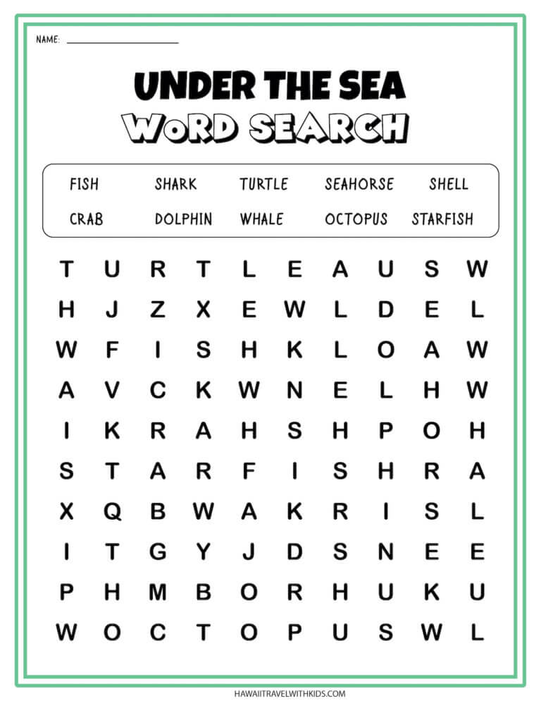 Sea Animal Worksheets and Coloring Pages - Hawaii Travel with Kids