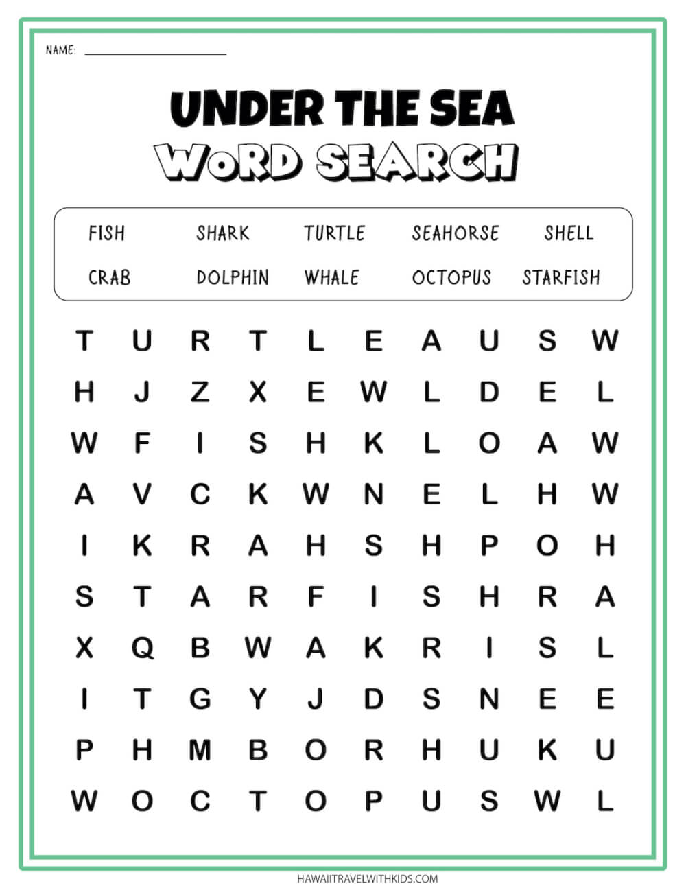 Sea Animal Worksheets and Coloring Pages - Hawaii Travel with Kids