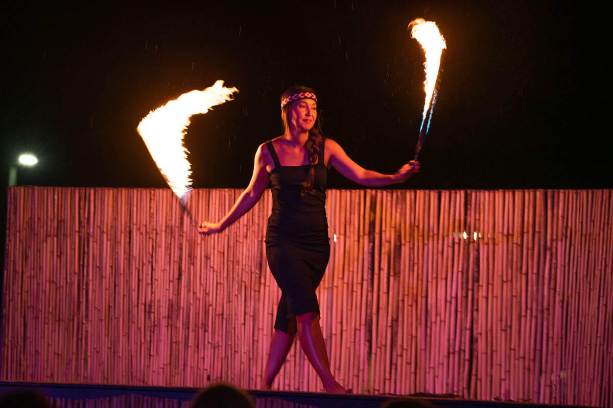 Hawaiian Fire Dancers At The Ahi Lele Fire Show Kauai Luau Review