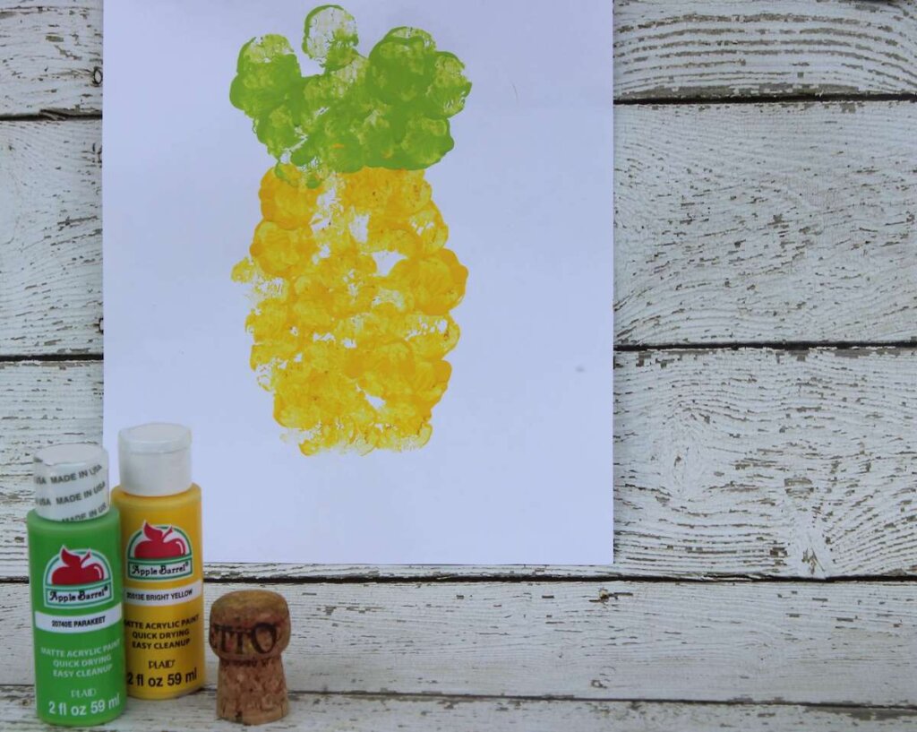 Pineapple Craft for Toddlers: Cork Stamping - Hawaii Travel with Kids