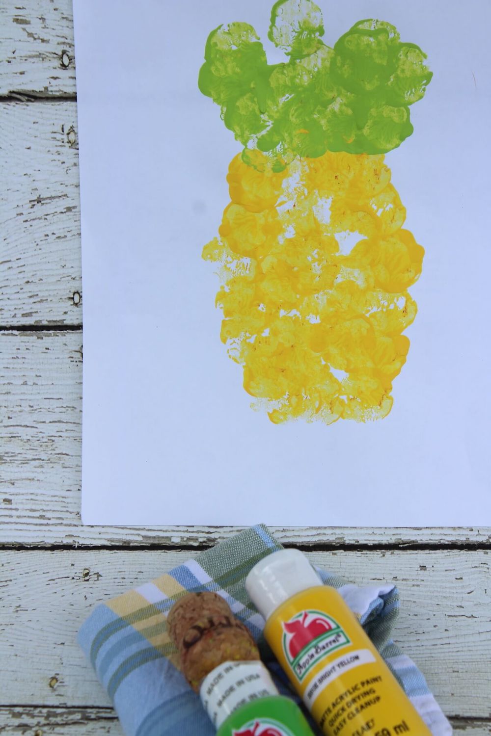 Pineapple Craft for Toddlers: Cork Stamping - Hawaii Travel with Kids