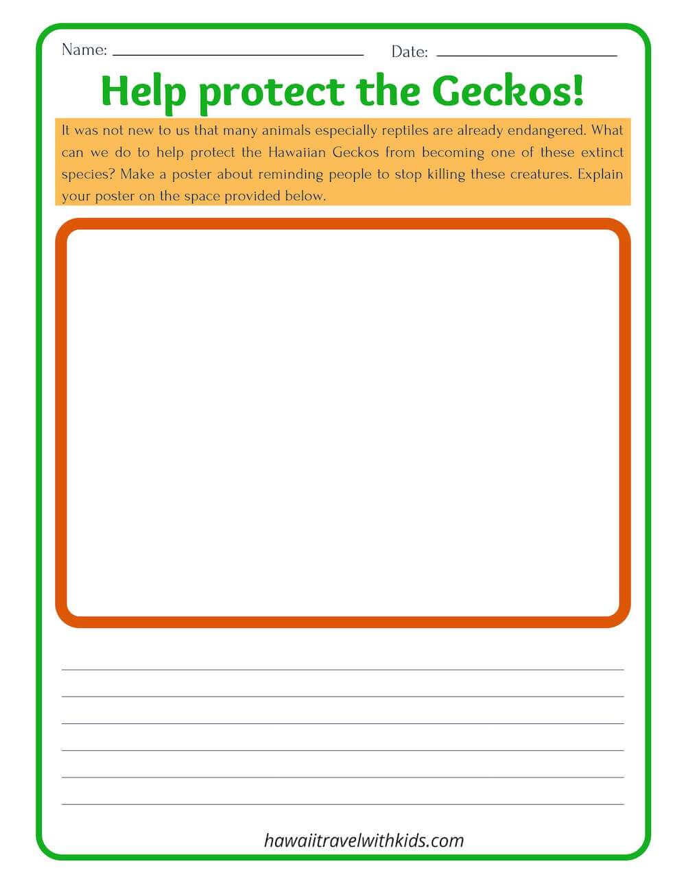 Learn About Geckos of Hawaii + Free Hawaii Gecko Printables for Kids