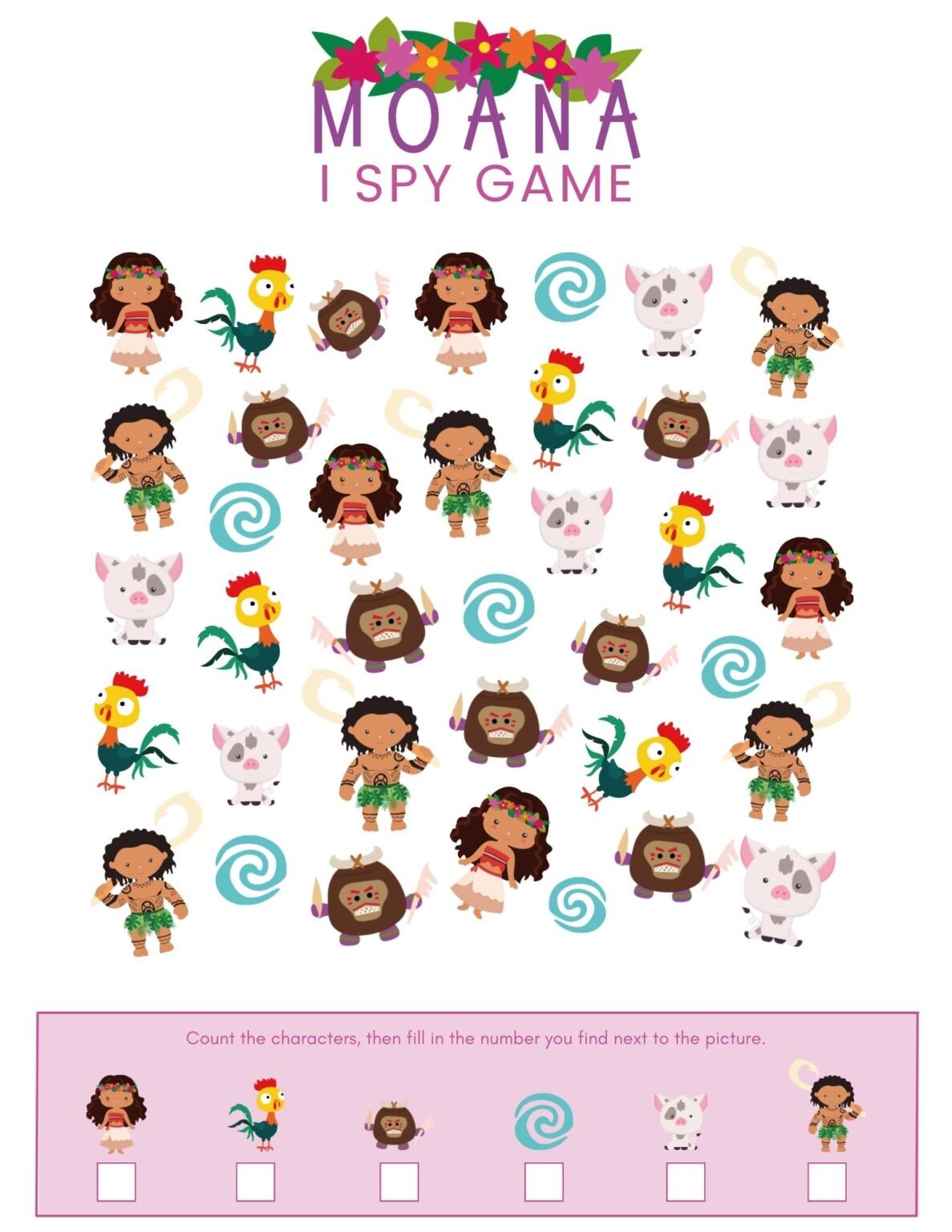 Fun and Creative Moana Party Games: Moana I Spy Printable
